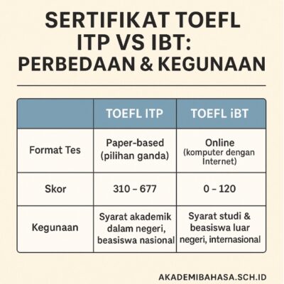 Perbedaan TOEFL ITP dan iBT di Akademi Bahasa Asing