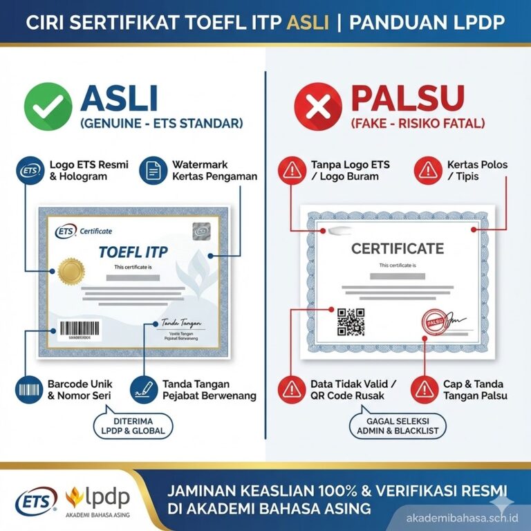 Ciri Sertifikat TOEFL ITP Asli | Akademi Bahasa Asing
