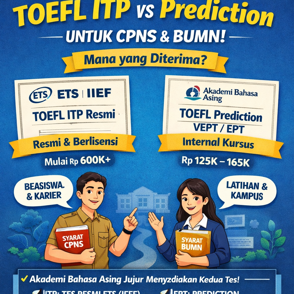 Perbedaan TOEFL ITP vs Prediction untuk CPNS & BUMN | Akademi Bahasa Asing